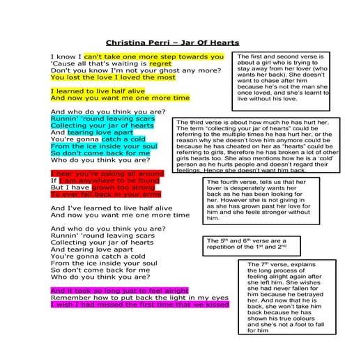 Christina perri – jar of hearts lyrics analysis | DOCX