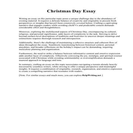 Christmas Day Essay. Elmhurst University | PDF