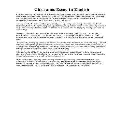 Christmas Essay In English | PDF