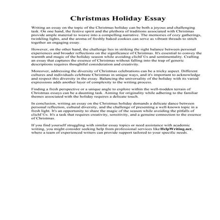 Christmas Holiday Essay | PDF | Chemistry | Science
