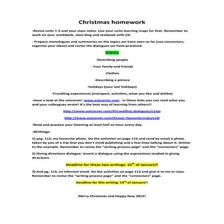 Christmas homework | PDF