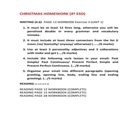 Christmas homework 4º | DOC