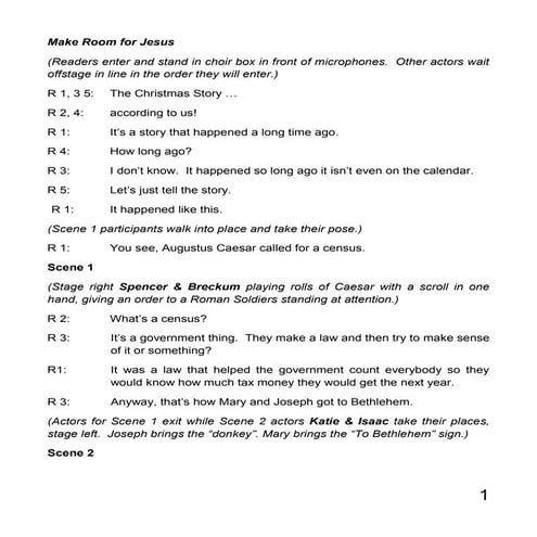 The Story of the First Christmas - Children's Play | PDF