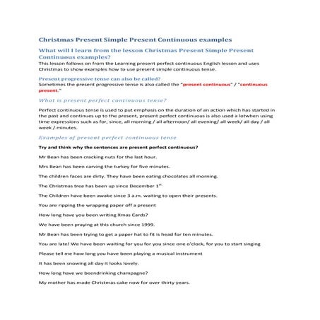 Christmas present simple present continuous examples | PDF