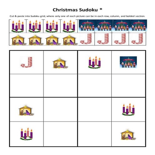 Christmas Sudoku Grades: pre-k to 2 | PDF