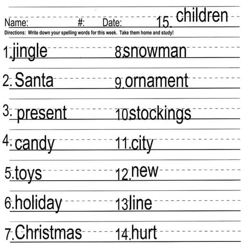 Christmas Spelling List | PDF