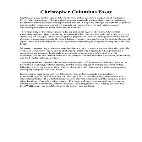 Christopher Columbus Essay. Columbus essay | PDF