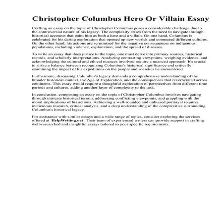 Christopher Columbus Hero Or Villain Essay | PDF