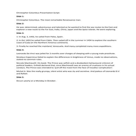 Christopher Columbus Presention Script | DOC