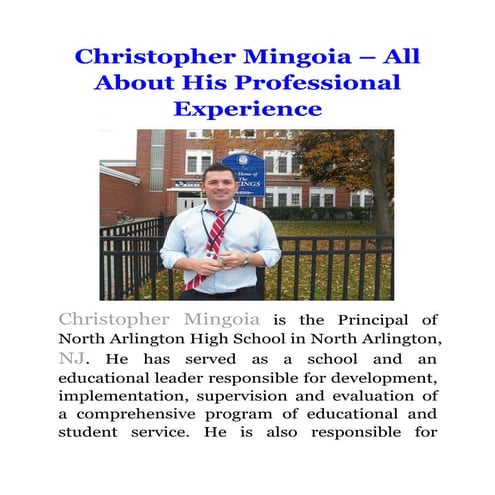 Christopher Mingoia – All About His Professional Experience | PDF