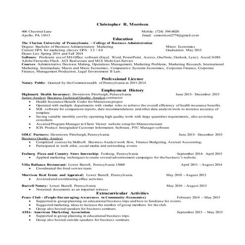 Christopher R. Morrison Resume | DOCX