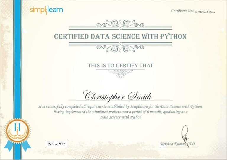 Data Science With Python Certified Data Scientist