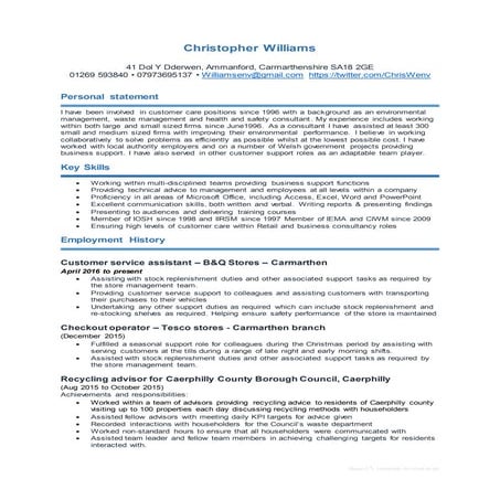 Chris williams cv env | DOCX