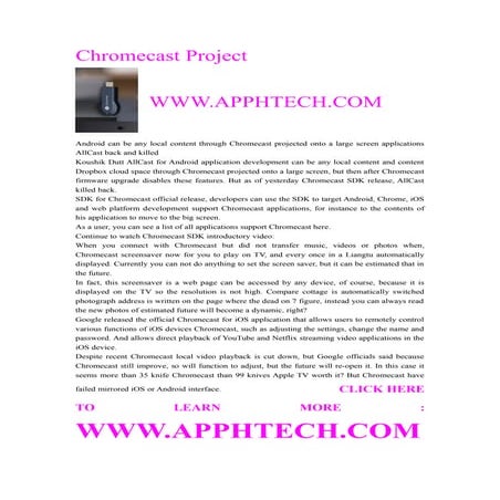 Chromecast project | PDF | Browsers | Computer Software and Applications
