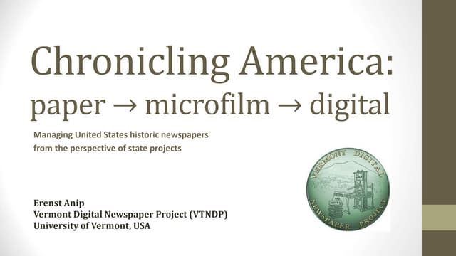 Chronicling America: Using Historic Newspapers in the Classroom & for…