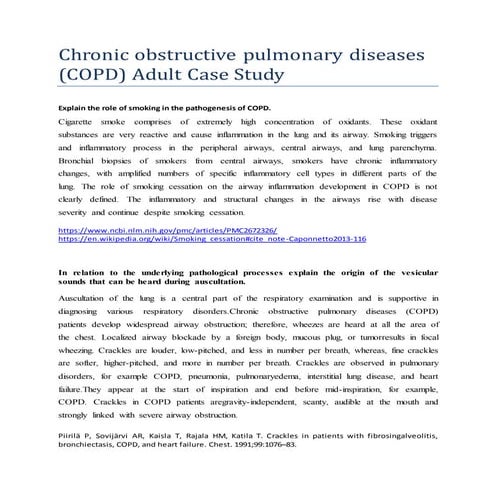 Adult case study Chronic obstructive pulmonary diseases (copd) | DOCX | Lung and Respiratory ...