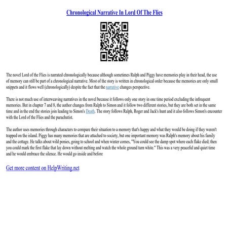 Chronological Narrative In Lord Of The Flies | PPT