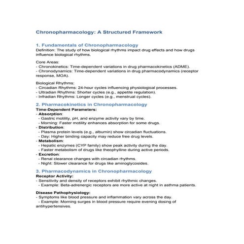 Chronopharmacology A Structured Framework | PDF