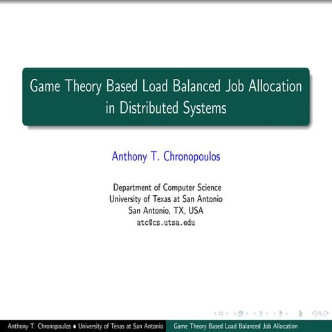 Game Theoretic Load Balancing | PPT