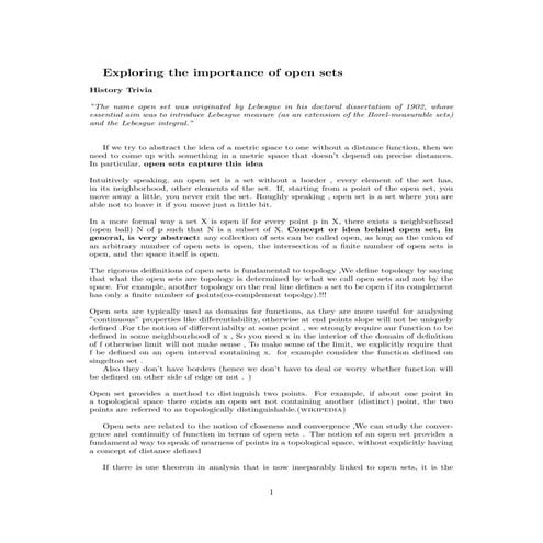 beauty and importance of open sets | PDF