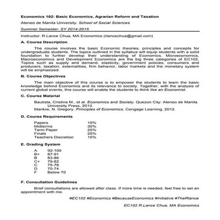 EC102 Syllabus SY14-15 | PDF