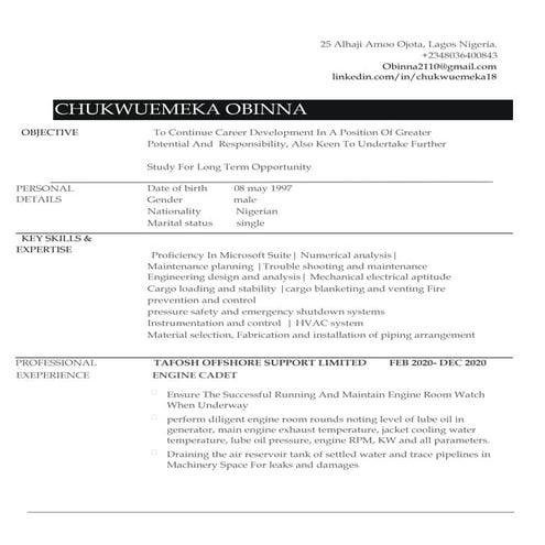 Chukwuemeka obinna cv1 | PDF
