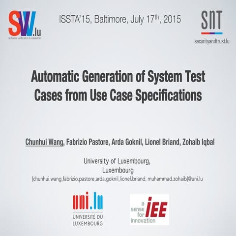 Automatic Generation Of System Test Cases From Use Case Specifications