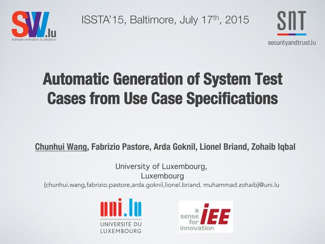 Automatic Generation Of System Test Cases From Use Case Specifications