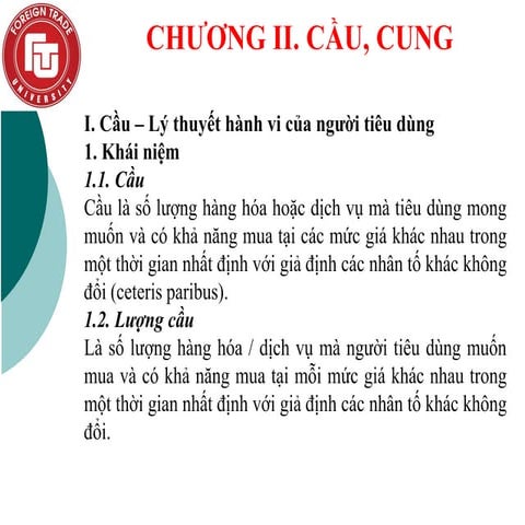 Kinh tế học vi mô, chương 2, Đại học Ngoại thương | PPT