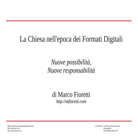 La Chiesa nell'era dei formati digitali: nuove possibilità, nuove ...