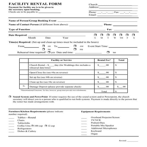 Church facility rental form | PDF