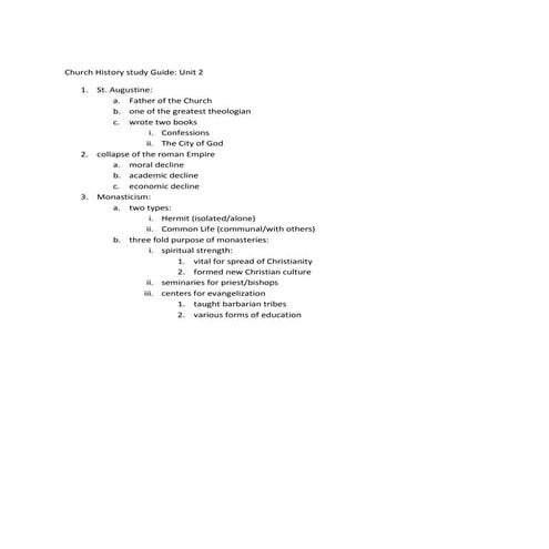 Church history study guide unit 2 | DOCX | Christianity | Religion ...