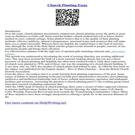 Church Planting Essay | PDF