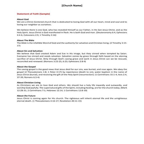 Church statement of faith sample | PDF