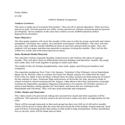 Ci 350 assure assignment- emily miller | PDF