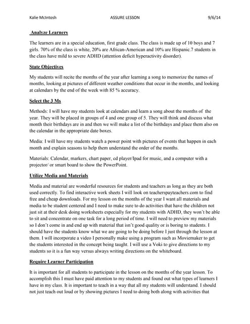 Assure lesson plan | DOCX