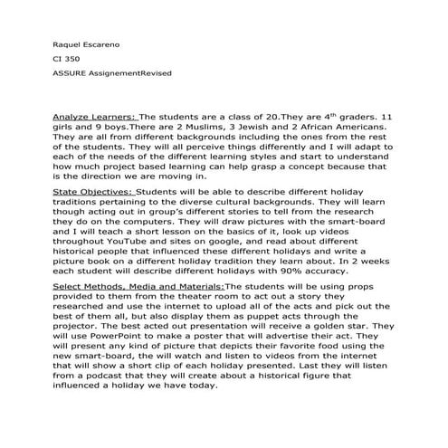 Ci 350 assure revised | DOCX | Educational Assessment | Education