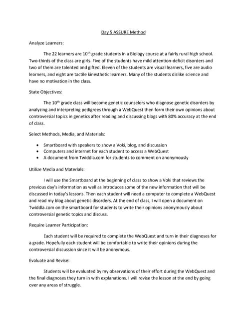 Days 5-8 Lesson Plan | PDF