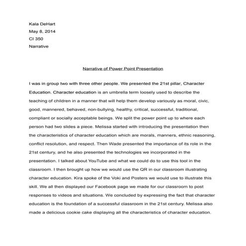 Ci350 Narrative of Power Point Presentation | DOC | Education