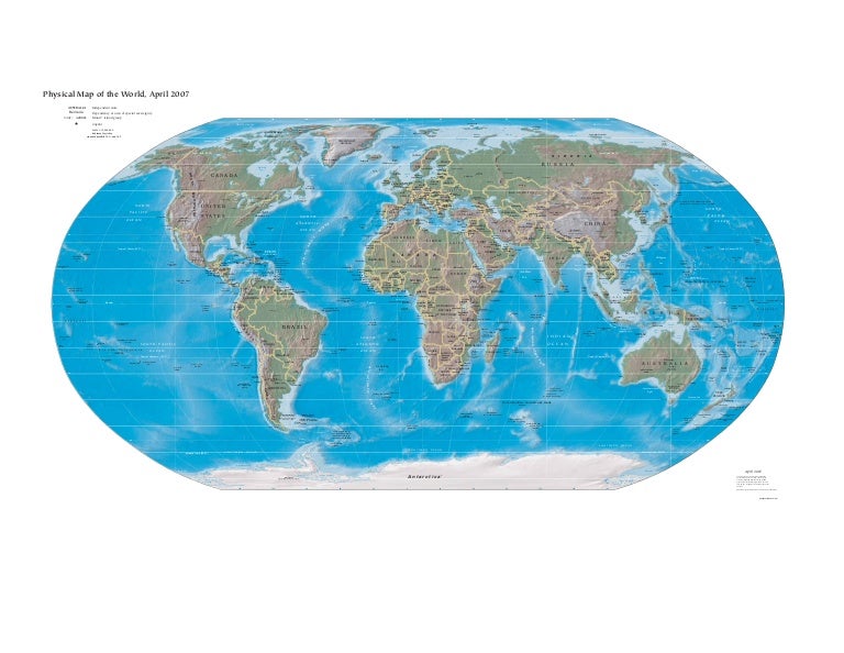 Cia World Factbook Reference Map Physical World April 2007