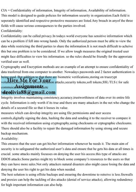 The CIA Triad - Assurance on Information Security | DOCX