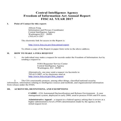 Cia fy2017 foia_annual_report | PDF
