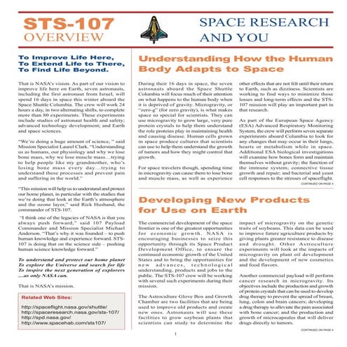 Cibx 2 is mentioned on sts-107 space shuttle columbia in 2003 that ...