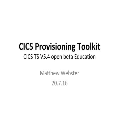 IBM z/OS Provisioning Toolkit V1.1 | PDF