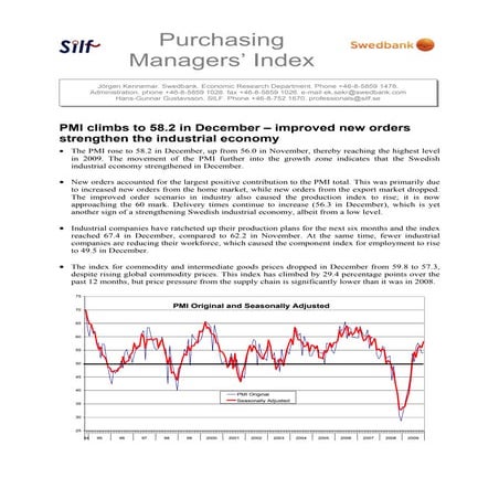 Purchasing Managers' Index Report December 2009 | PDF