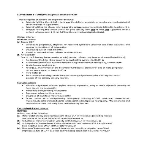 Cidp diagnostic criteria | PDF