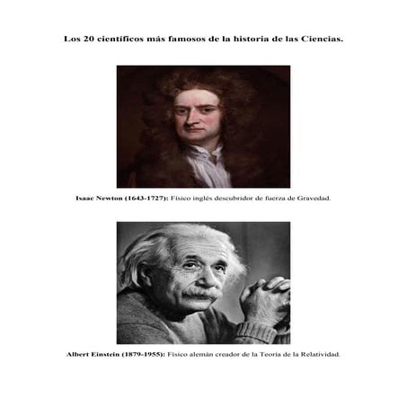 Los 20 científicos más famosos de la historia de las ciencias | PDF