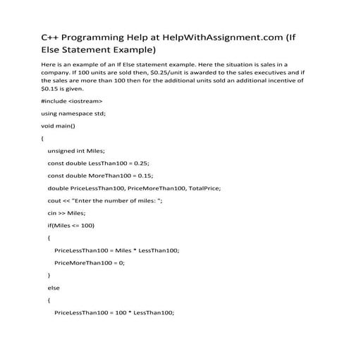 C++ Programming with If Else example | PDF