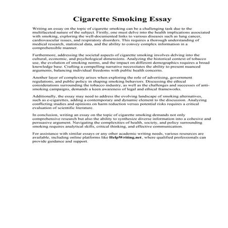 Cigarette Smoking Essay. Article about smoking essay. Article ...