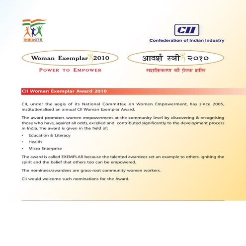 CII Woman Exemplar Award | PDF | Email | Internet